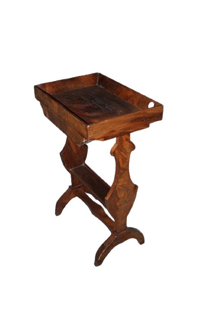 French Two-Tier Side Table in Directory Style, Mahogany, Mid 19th Cent