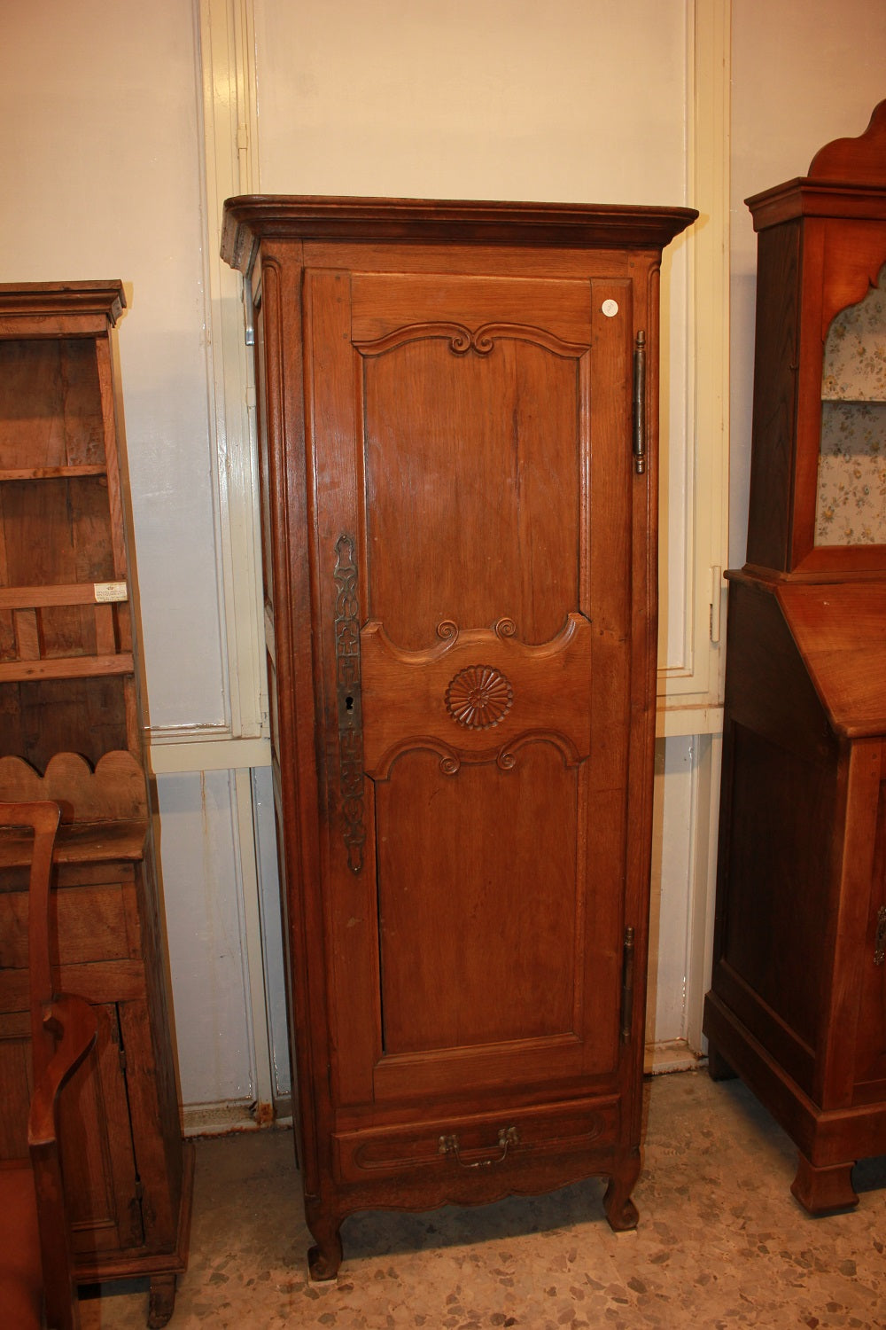 Small French Wardrobe with One Door in Walnut, Provençal Style