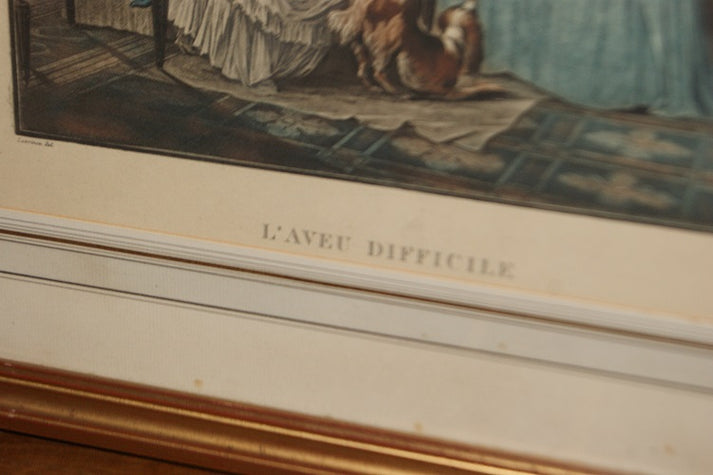 Coppia di stampe francesi del 1800 Con personaggi Stampe Antiche a col